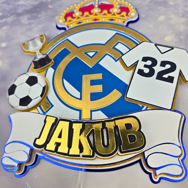 Real Cake Topper, Soccer Cake Topper Decoration, Madrid Fan Cake Design ...
