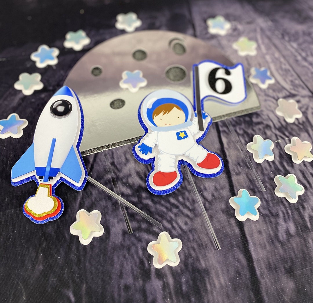 Galaxy Cake Topper, Cake Decoration With Astronaut, Space Birthday Cake ...