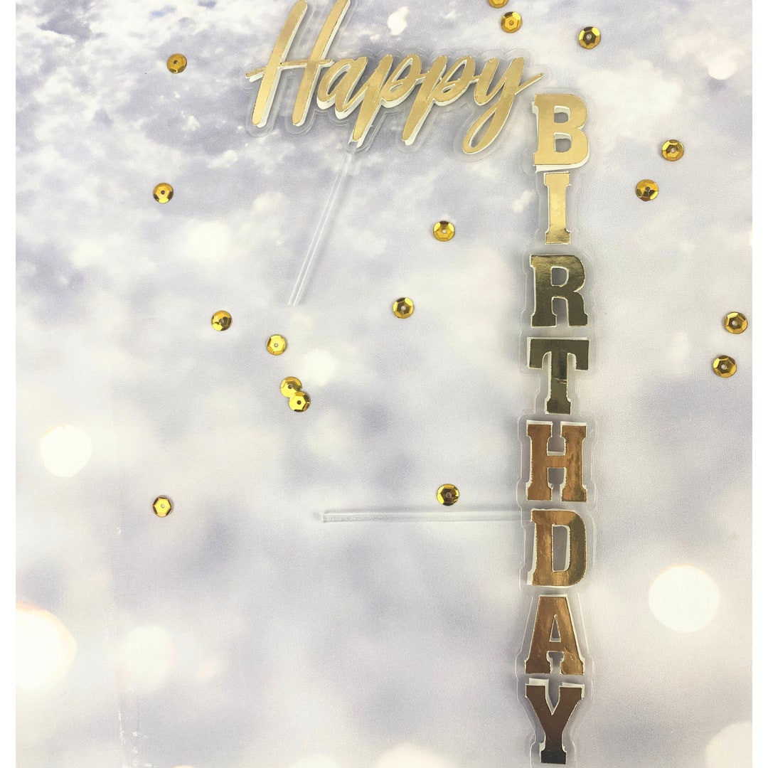 Side Cake Topper, Happy Birthday Cake, Cake Decoration - Etsy