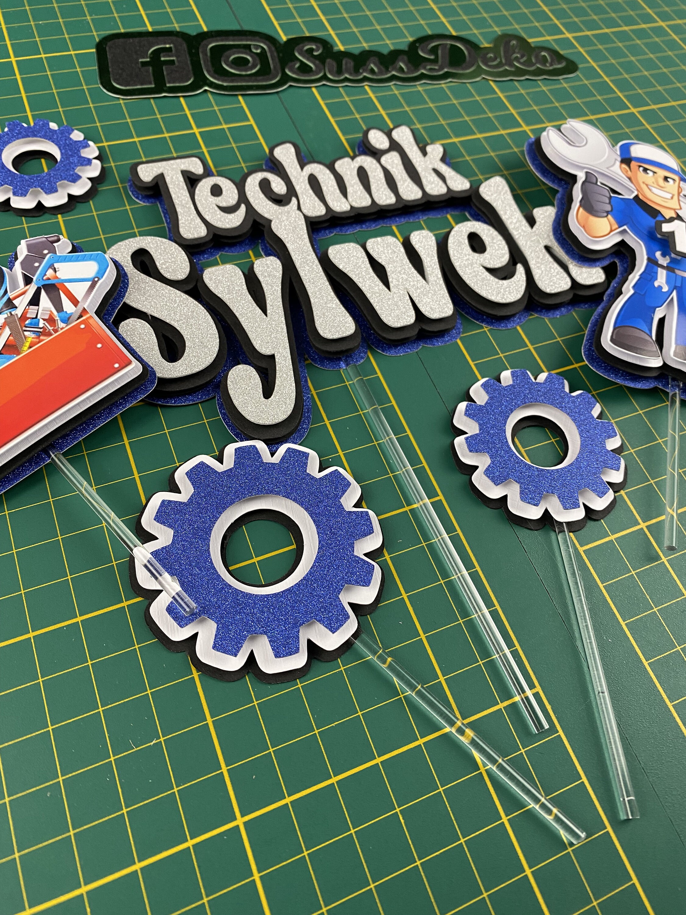 Auto Mechanic Cake Topper With Tools Personalized KFZ Torten Topper ...
