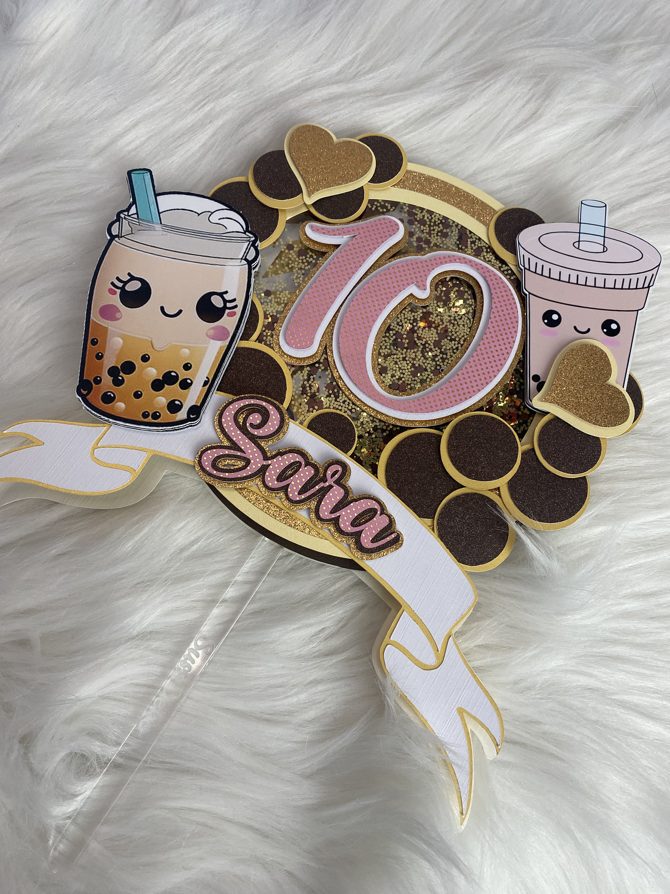 Bubble Tea Cake Topper, Motiv Tortendekoration Im Kawaii, Dekoration ...