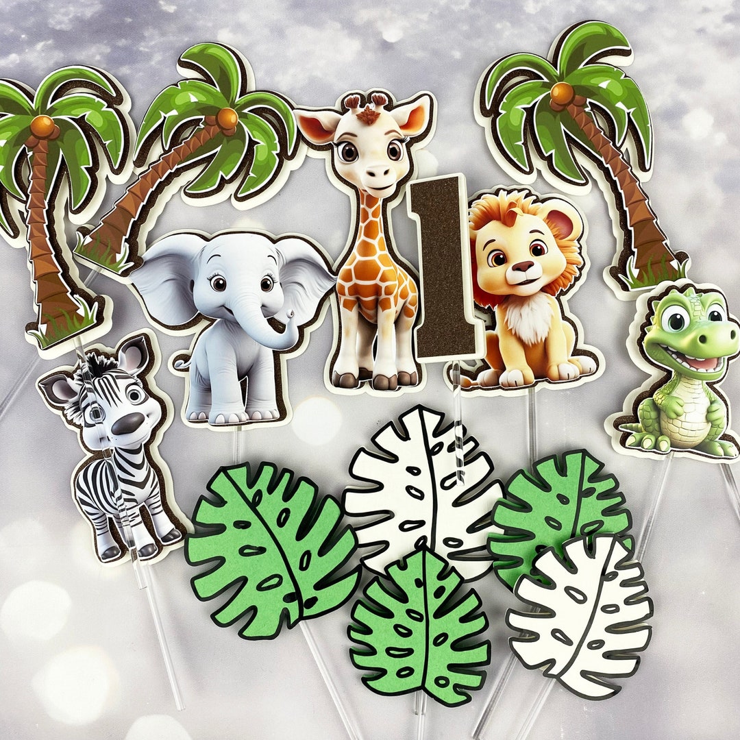 Wild Animals Cake Topper, First Birthday Boy, Custom Cake Topper ...
