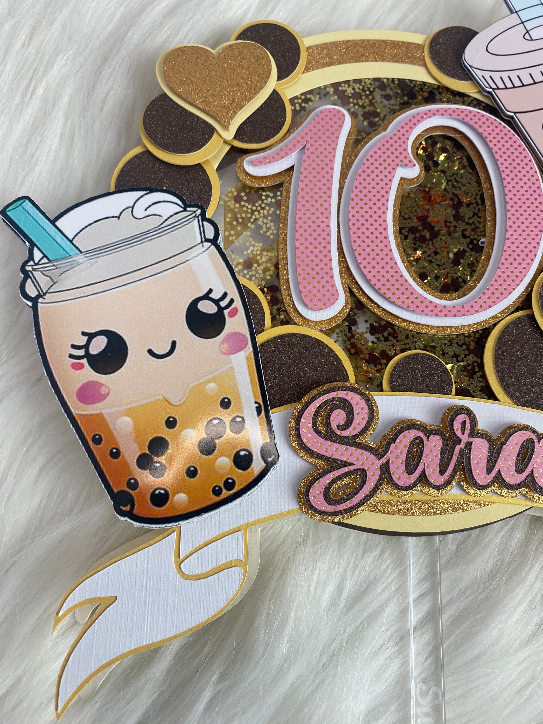 Bubble Tea Cake Topper, Motiv Tortendekoration Im Kawaii, Dekoration ...