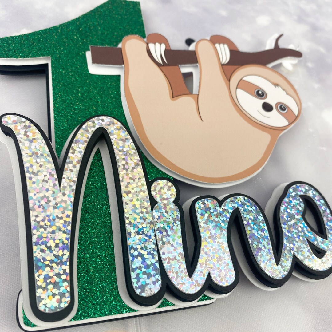 Cake Topper Sloth, Birthday Cake Topper, Birthday Decorations, Name ...