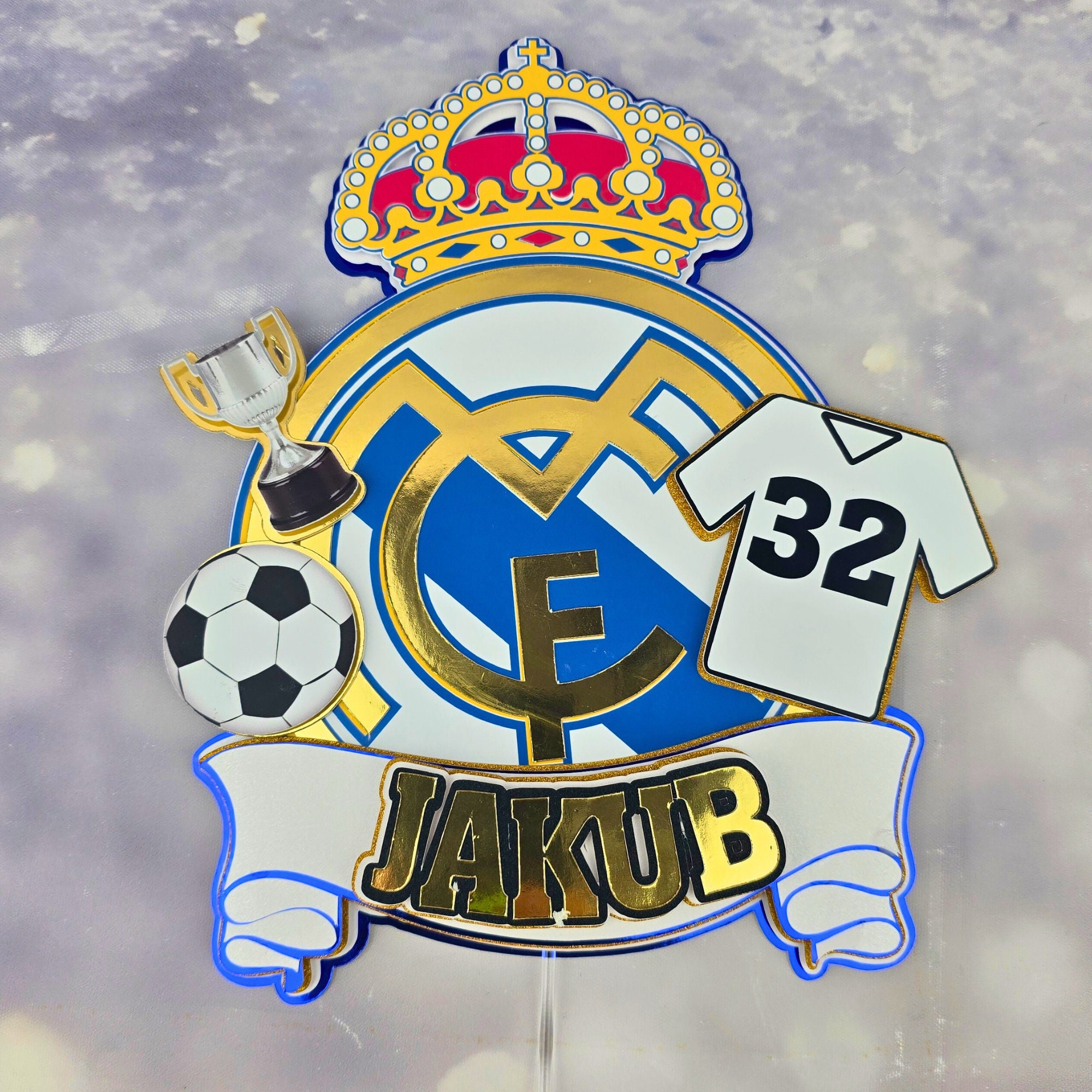 Real Cake Topper, Soccer Cake Topper Decoration, Madrid Fan Cake Design ...