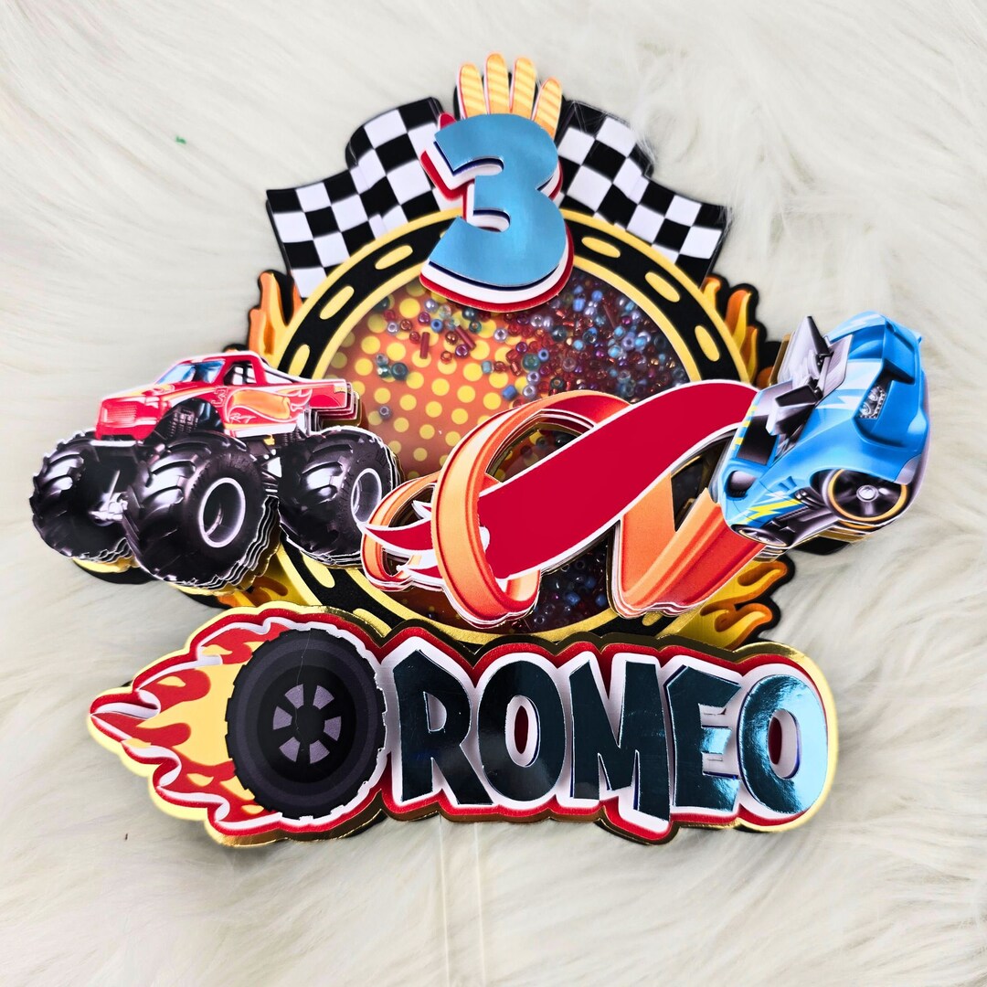 Racing Car Cake Topper, Wheels Birthday Party, Monster Truck Cake Top ...