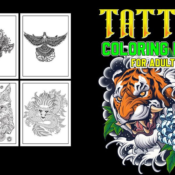 Tattoo Coloring Book - Etsy