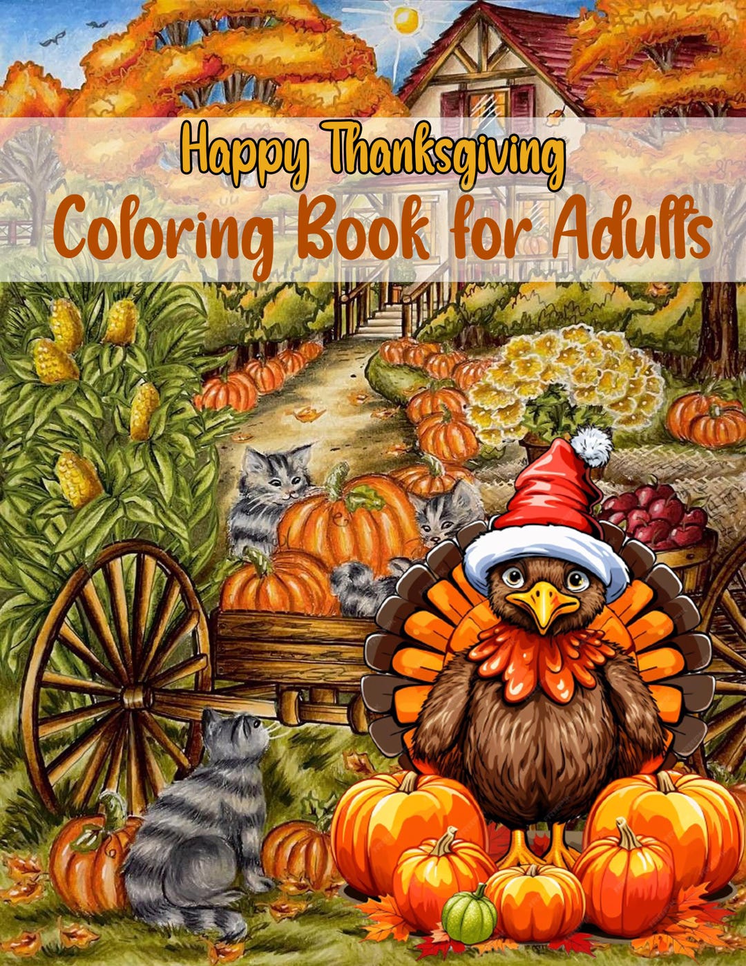 ONLY 1 LEFT in Stock: Happy Thanksgiving Coloring Book for Adults ...