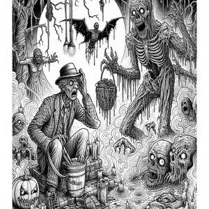 Chilling Horror Coloring Pages for Adults: Stress Relief (printable PDF ...