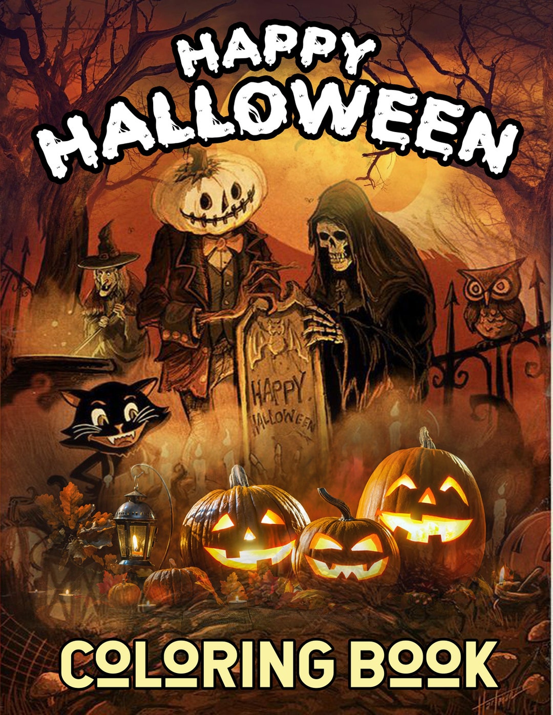 ONLY 1 LEFT in Stock Happy Halloween Coloring Book for Adults - Etsy