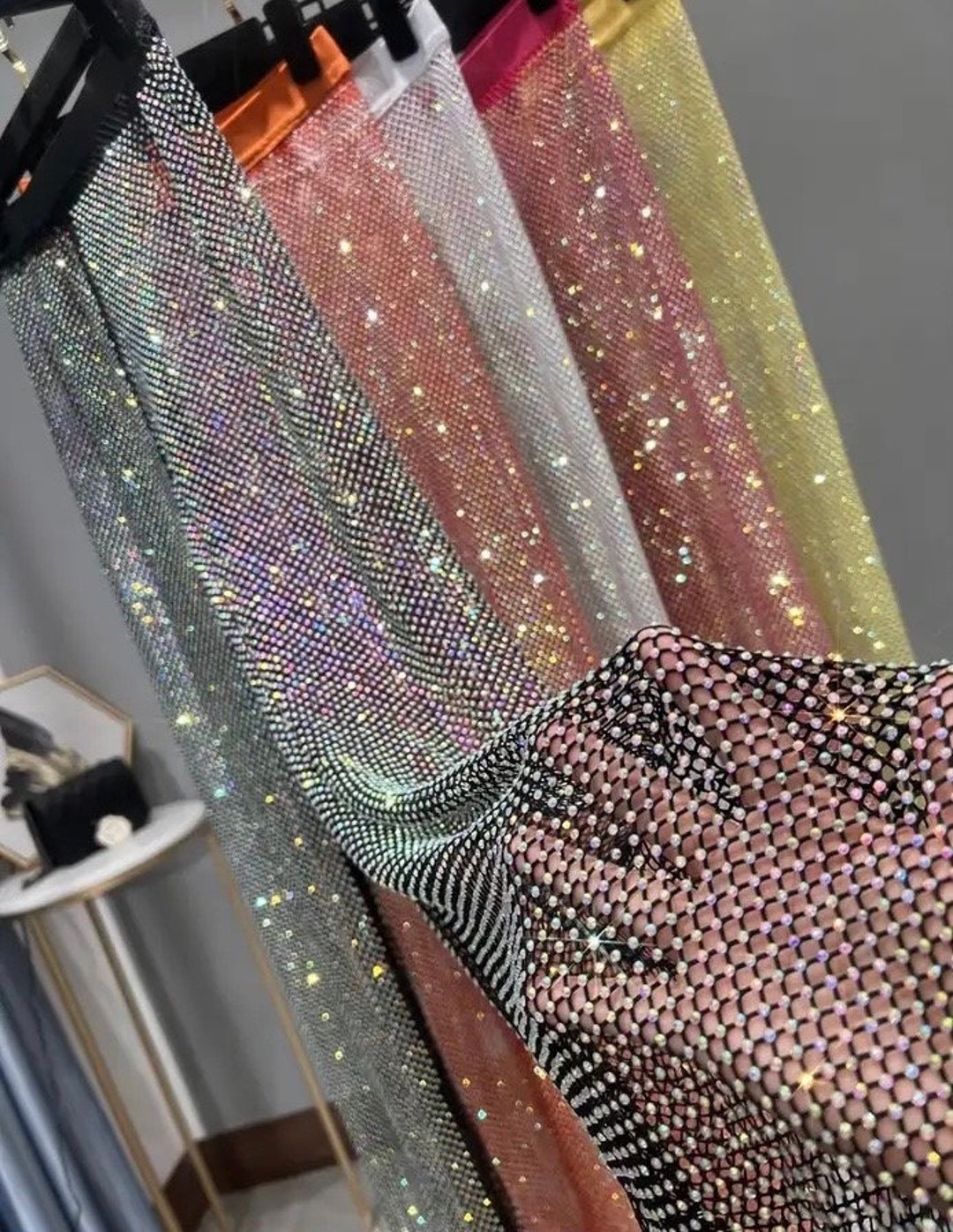 Rhinestone Bling Mesh Glitter Sparkle Holographic Rave - Etsy
