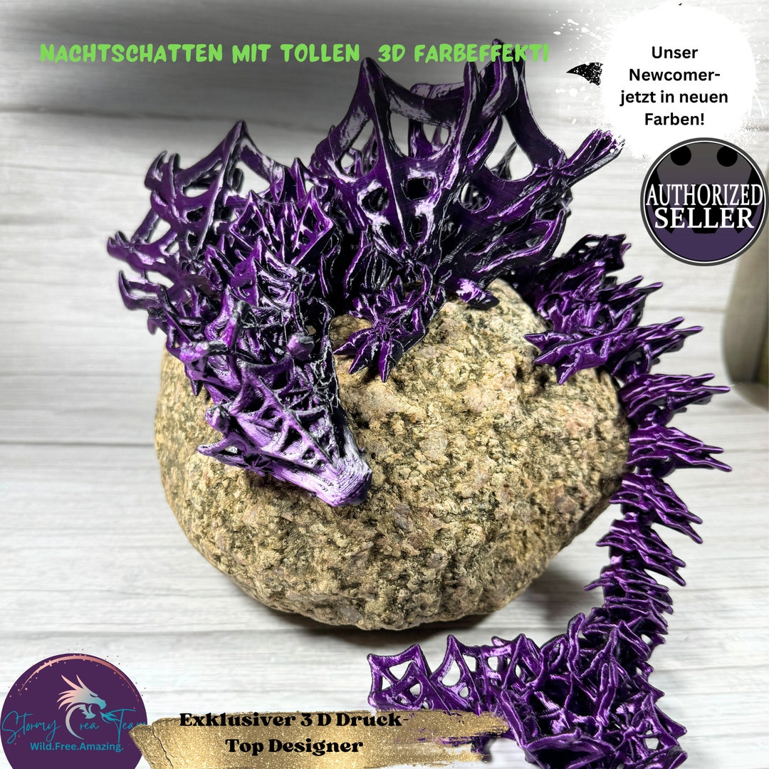 Large 3D Dragon Nightshade Nightwing Flexible Toy Antistress Shimmering ...