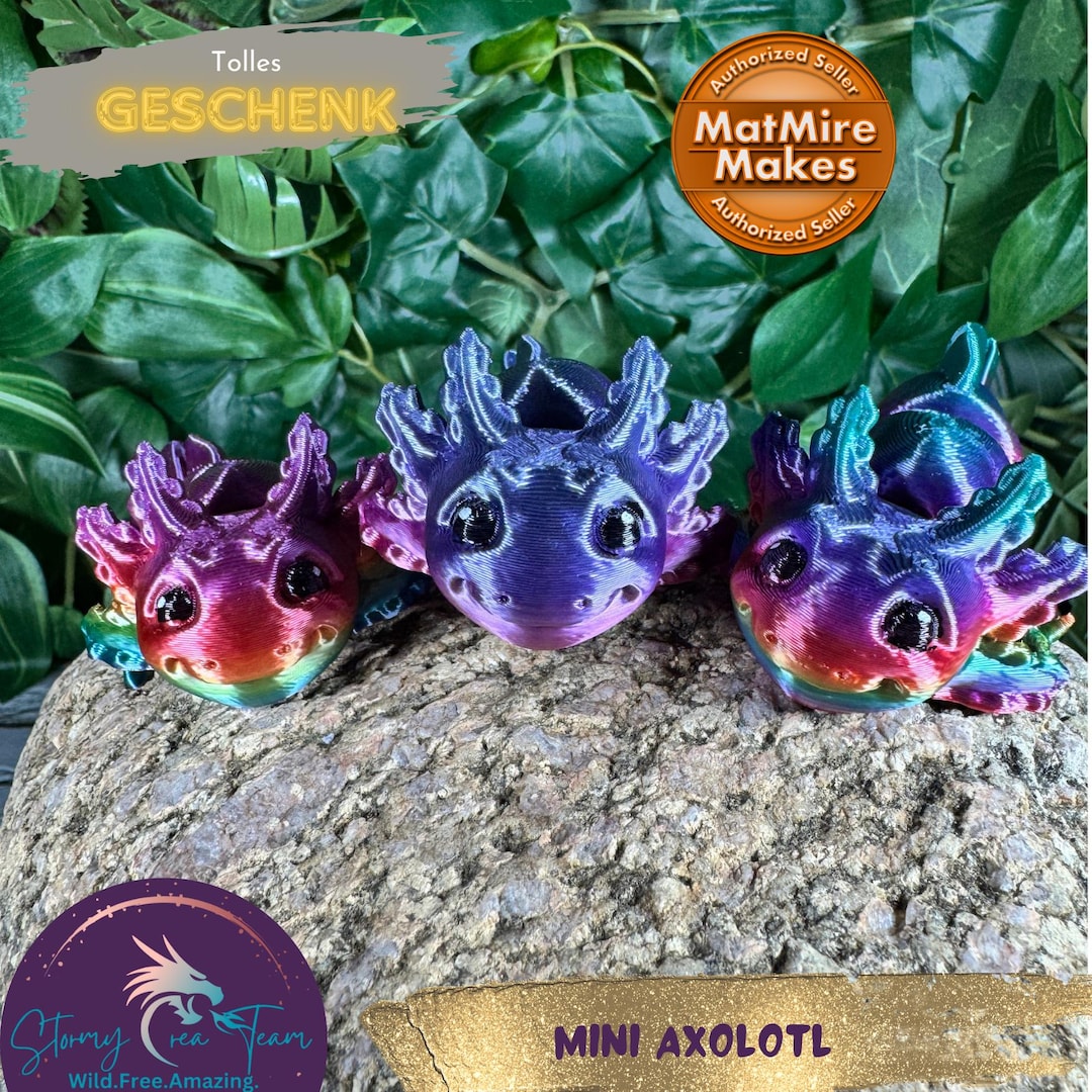 Mini Axolotl 3D Wobbly Figure Funny Toy Exclusively Printed Little ...