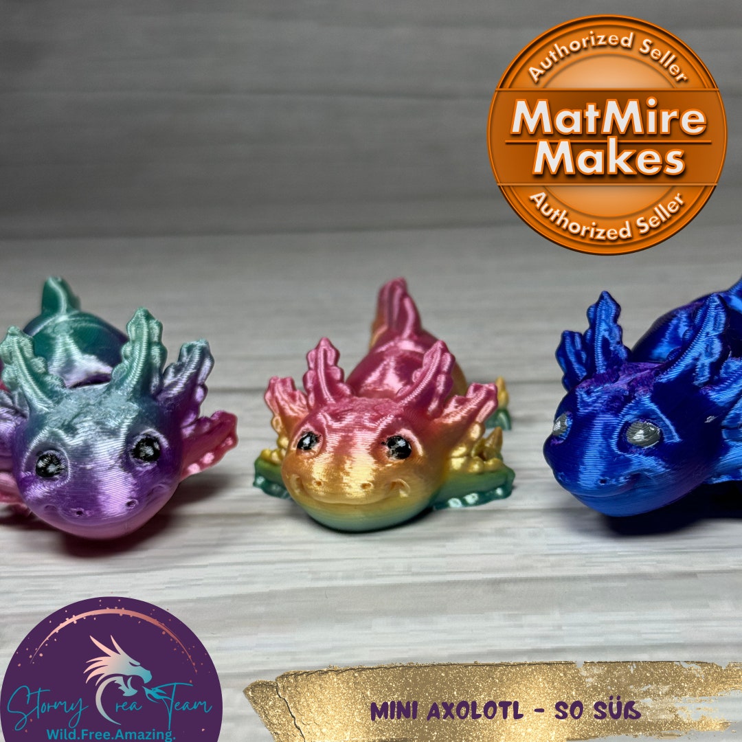 Mini Axolotl 3D Wobbly Figure Funny Toy Exclusive 3D Printed Animal ...