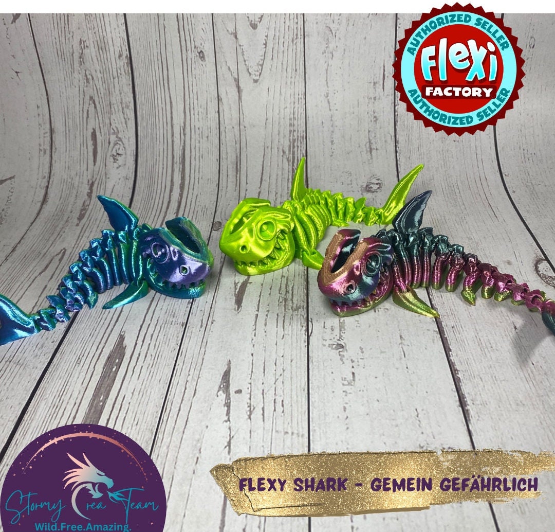 Flexi Factory Shark Fish Shark Sharky Jointed Toy Unique Exclusive Cool ...