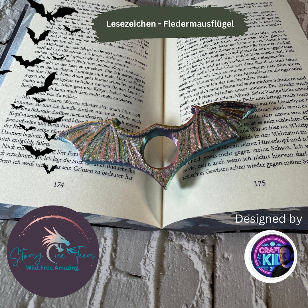 Bat Wing Bookmark • Thumb Bookmark 3D Printed • Gift for Bookworms ...
