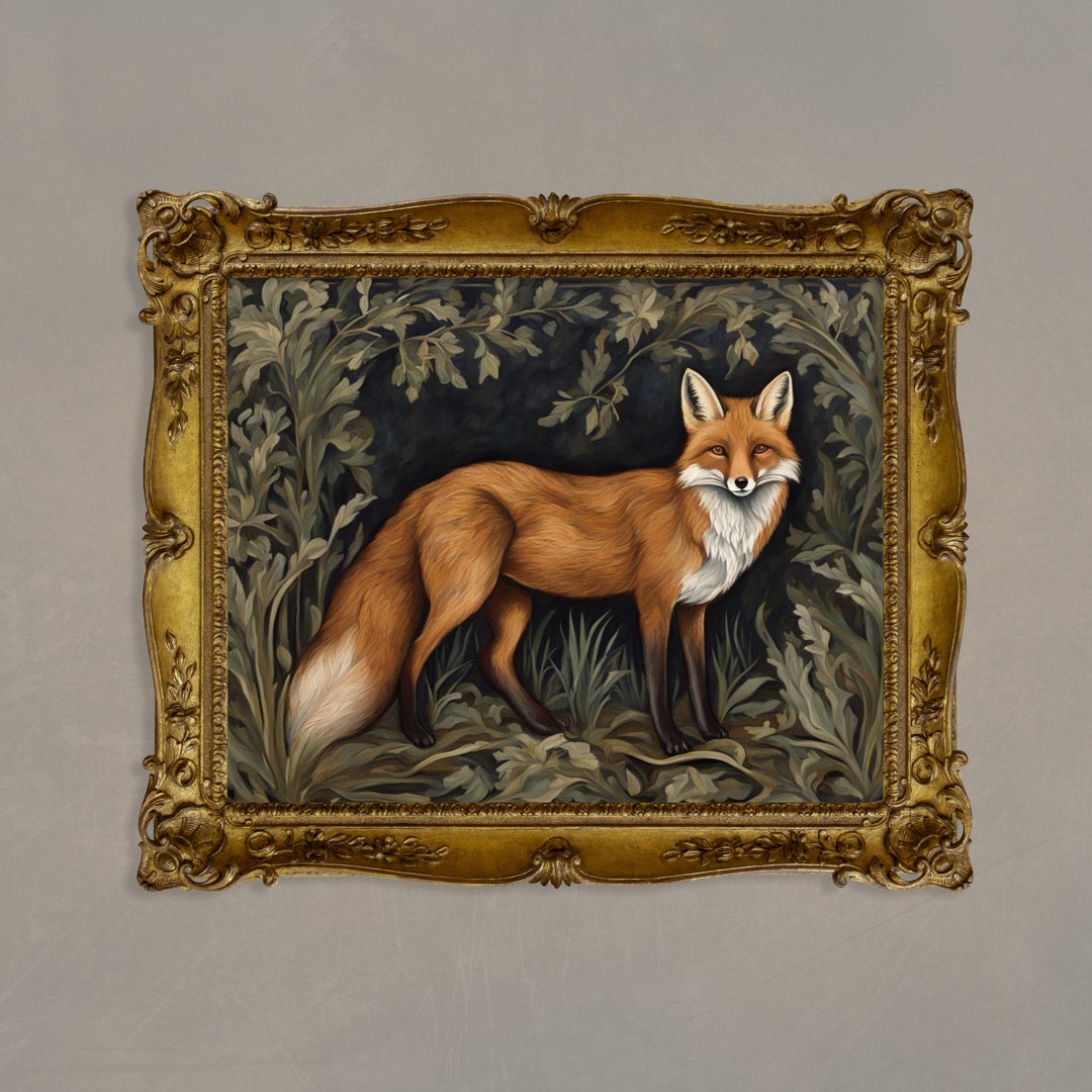Woodland Fox Art Woodland Animal Art Print Dark Cottagecore Art Fox ...