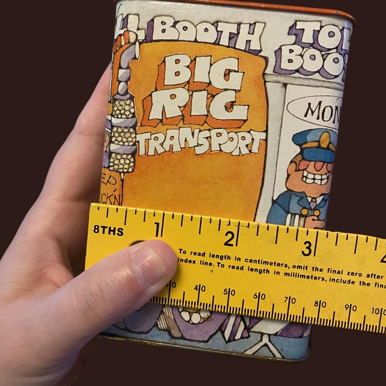 Vintage Hallmark Toll Booth Tin Bank, 70s Toll Booth Operator Graphics ...