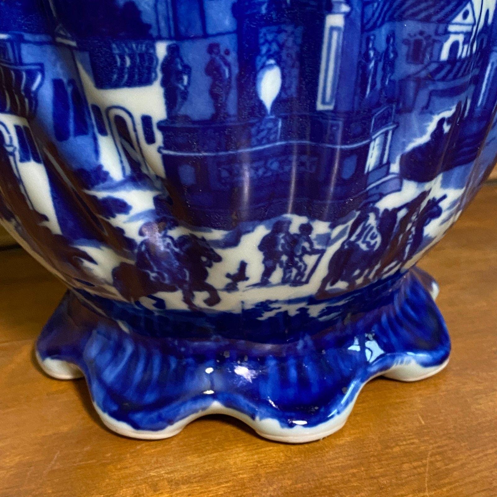 Vintage Victoria Ware Ironstone Flow Blue Pattern Water Pitcher & Basin ...