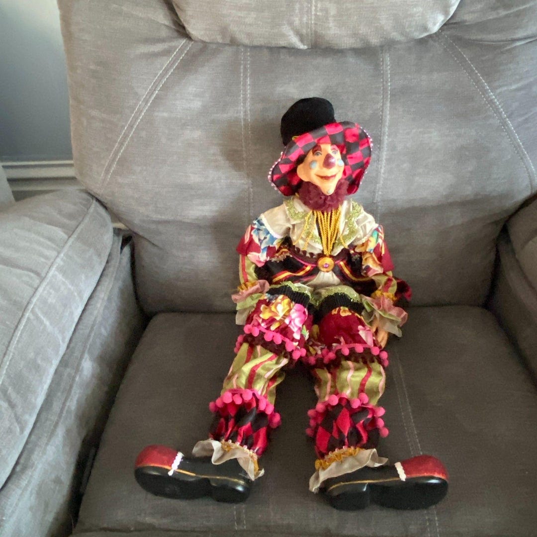 Kasma Collection 24 Inch Porcelain and Cloth Jester Clown Collectible ...