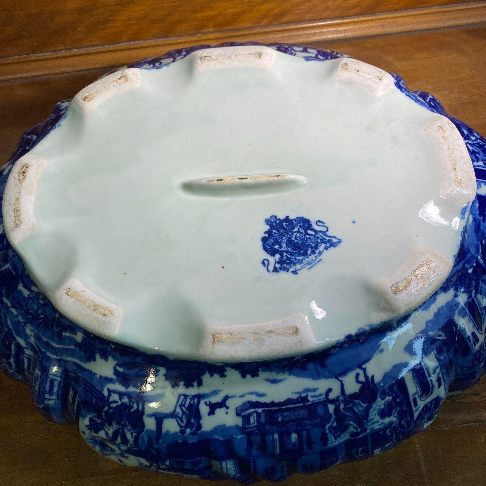 Vintage Victoria Ware Ironstone Flow Blue Pattern Water Pitcher & Basin ...