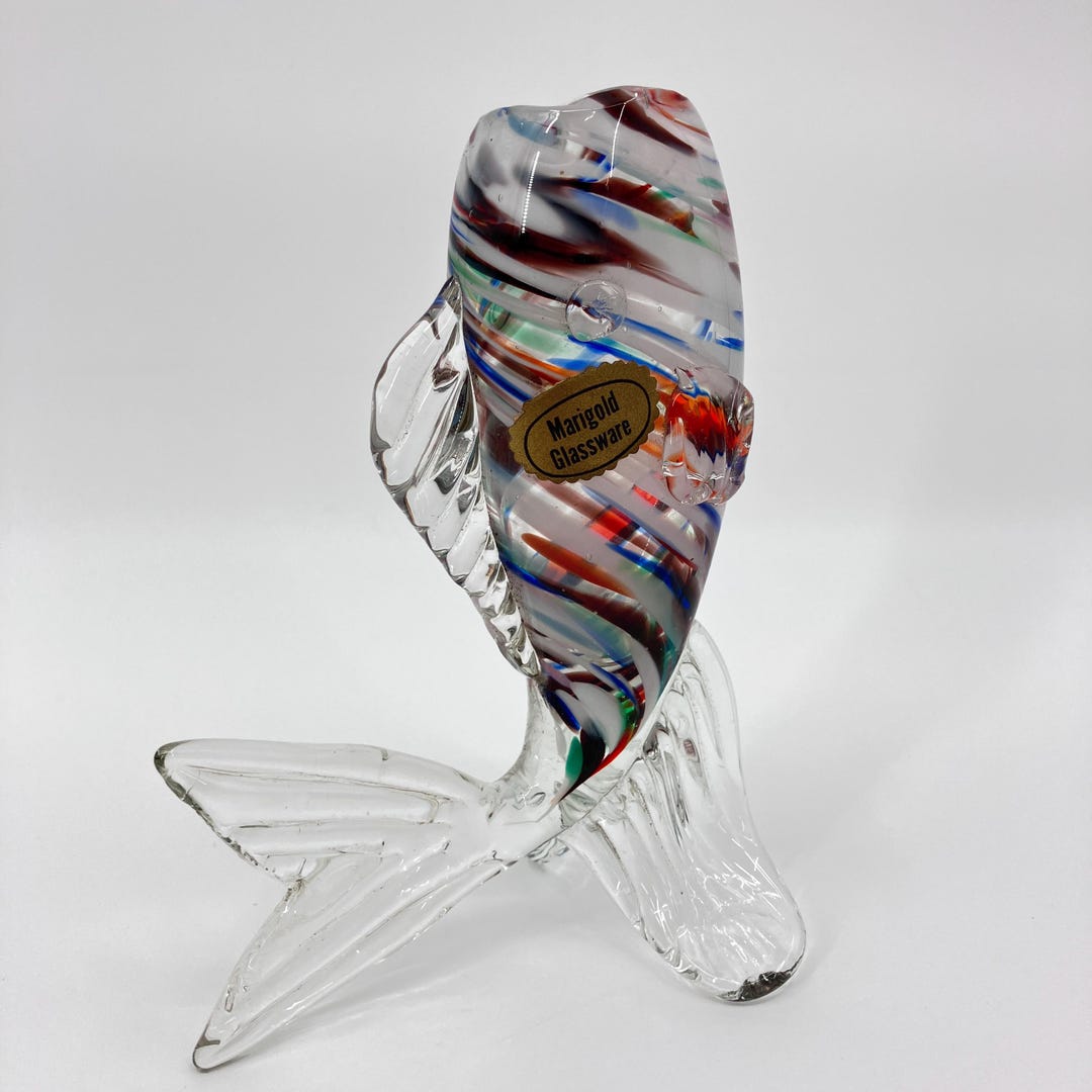 Vintage Marigold Glassware Handblown Fish Figurine, 6.25 Inches Tall - Etsy