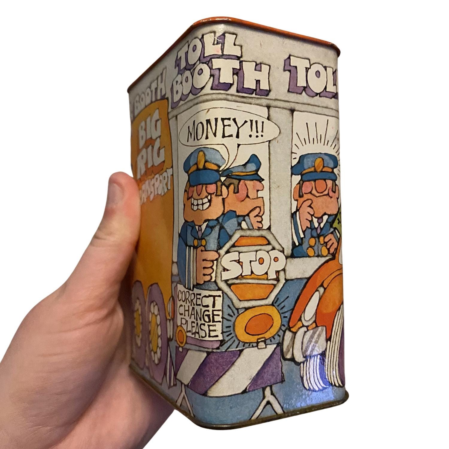Vintage Hallmark Toll Booth Tin Bank, 70s Toll Booth Operator Graphics ...