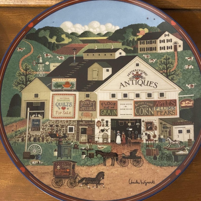 4 Charles Wysocki Peppercricket Grove Collection Plates, Issue 1, 3, 5 ...