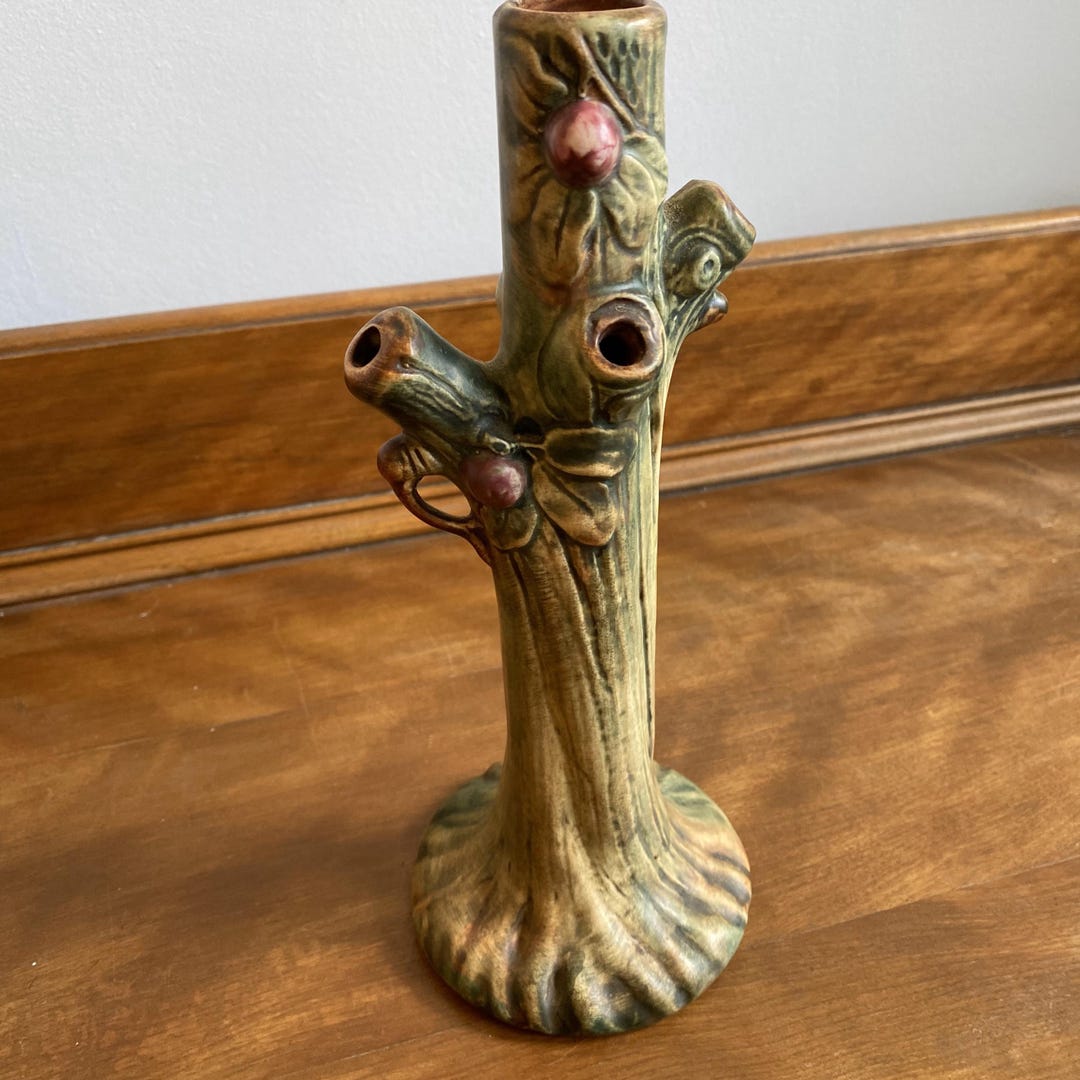 Rare Antique Weller Pottery Art Ceramic Apple Tree Bud Vase, 10 Inches ...