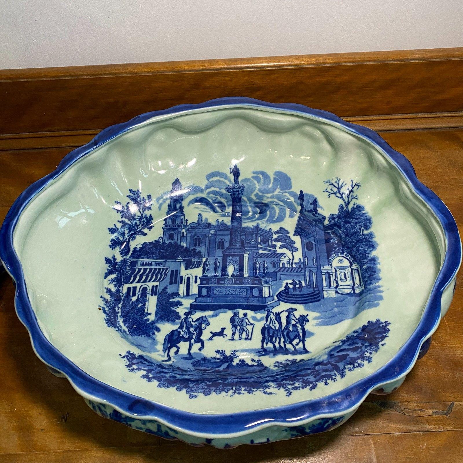 Vintage Victoria Ware Ironstone Flow Blue Pattern Water Pitcher & Basin ...