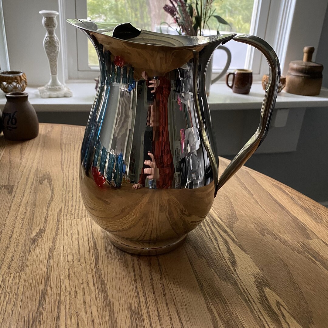 Vintage Wazir Chand & Co Stainless Steel Water Pitcher, 8-1/2 Inches ...