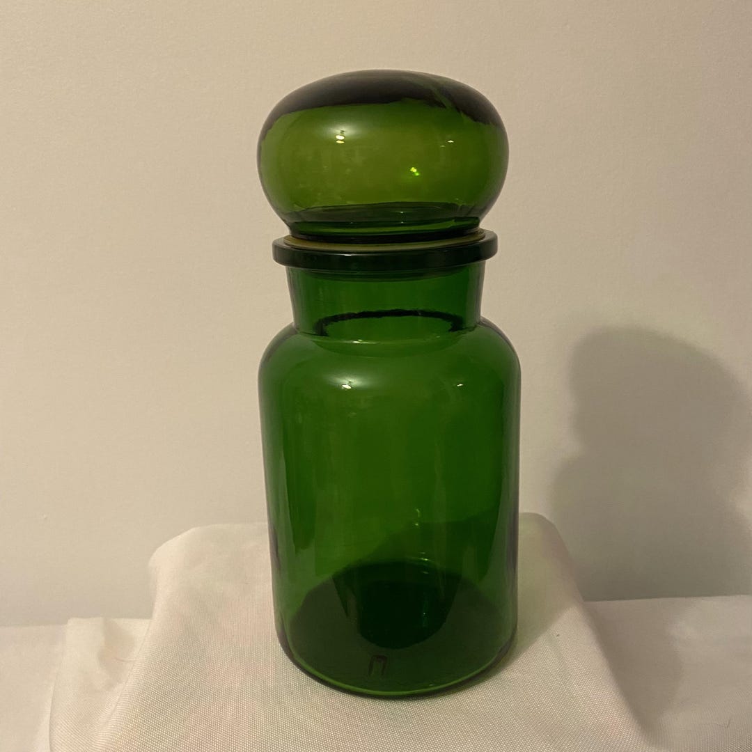 Vintage Bubble Top Emerald Green Apothecary Jar, Made in Belgium, 1970s ...
