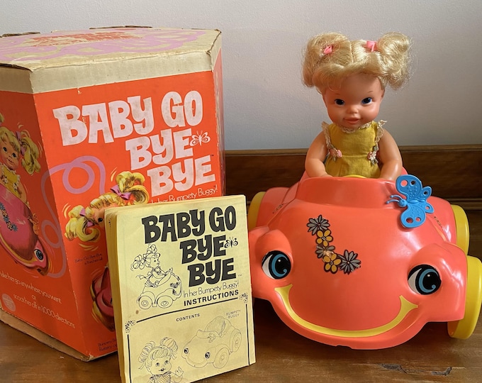 Vintage 1969 Baby Go Bye Bye Doll and Bumpety Buggy Car, Works ...