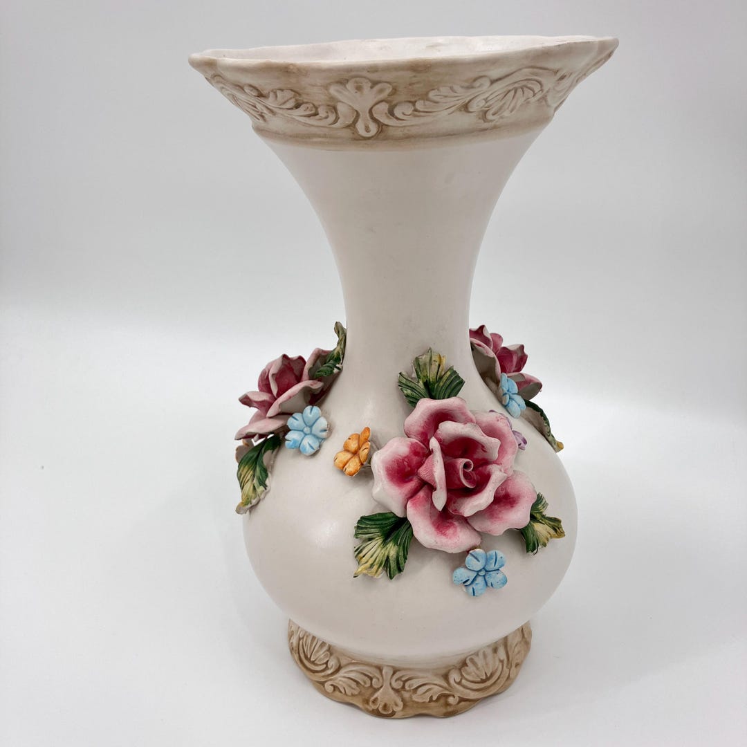 Vintage Capodimonte 3D Floral Porcelain Vase, Made in Italy - Etsy