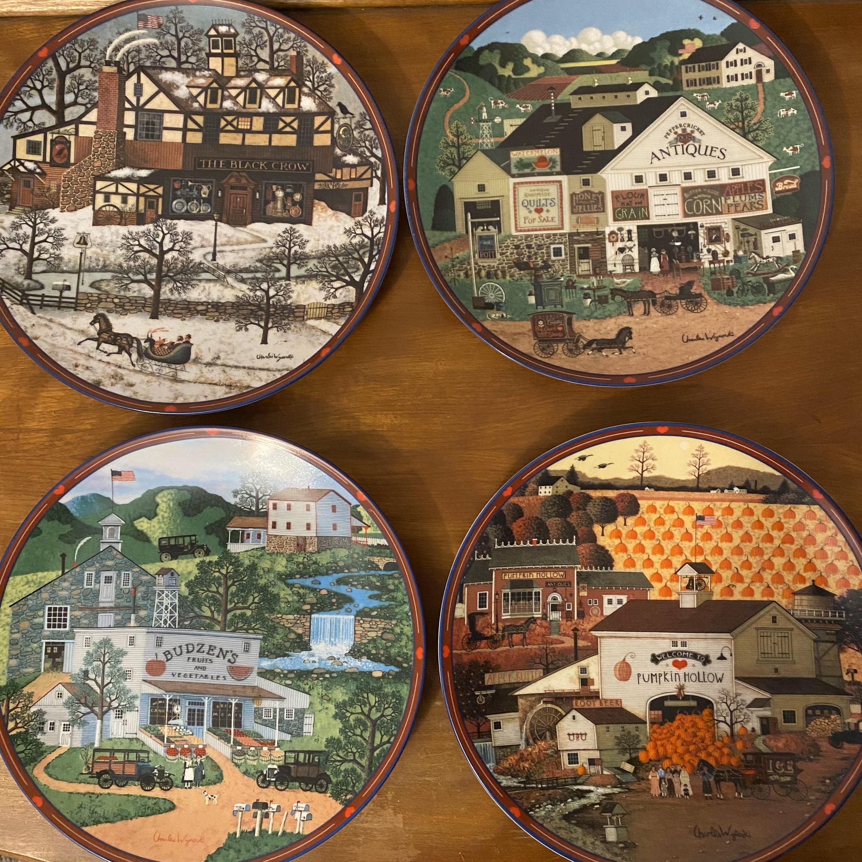 4 Charles Wysocki Peppercricket Grove Collection Plates, Issue 1, 3, 5 ...
