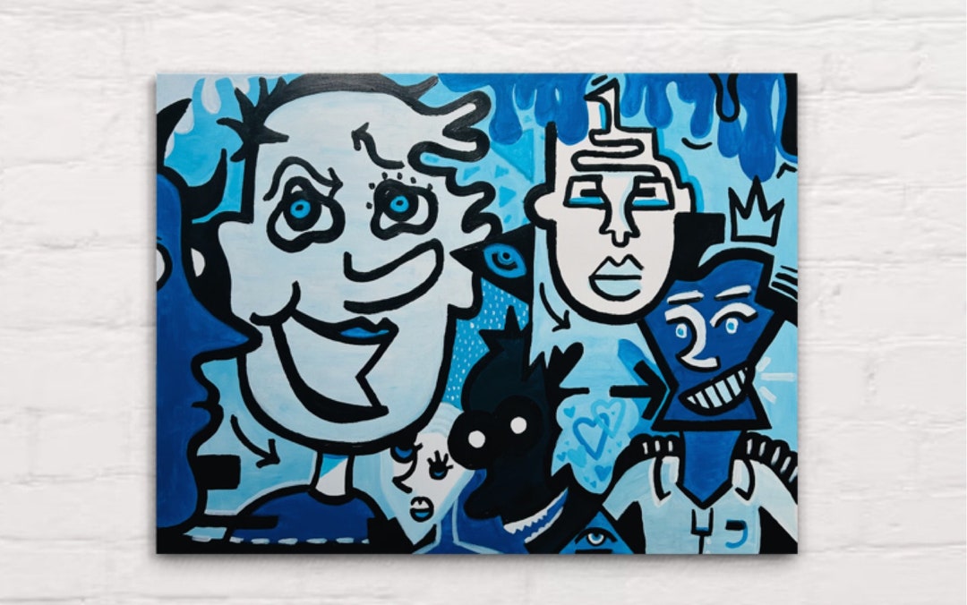 Modern Monochromatic Painting in Blue by Contemporary Artist Gaviani on ...