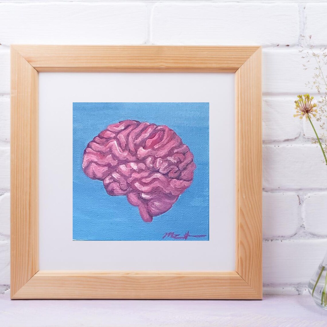 Mini Brain Painting – 4x4in Acrylic Neuroanatomy Art - Etsy