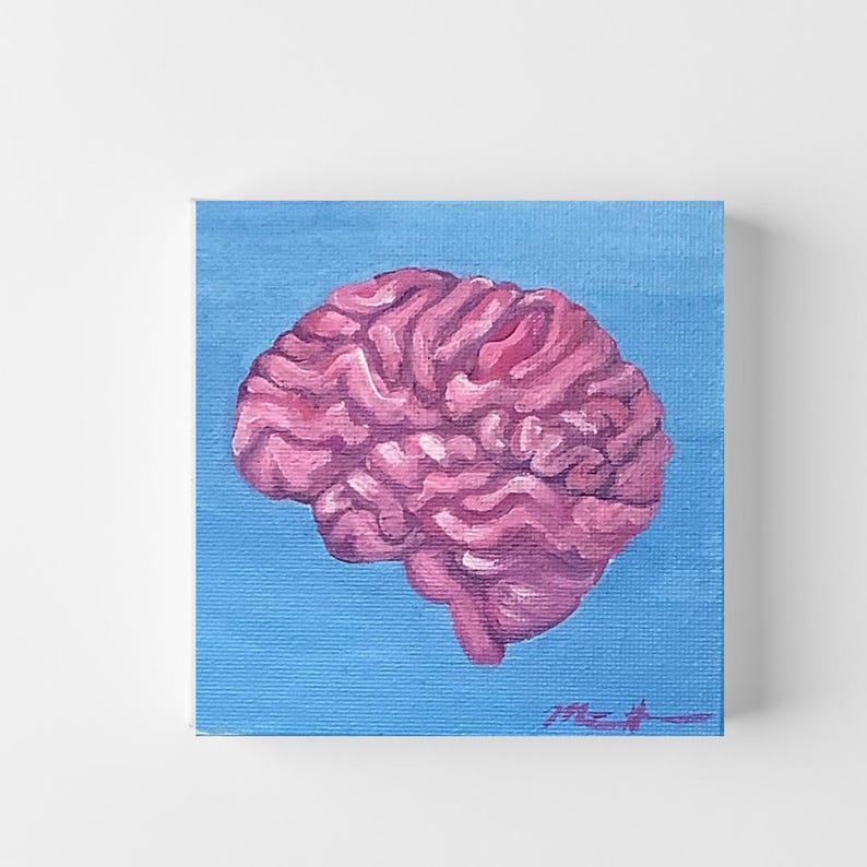 Mini Brain Painting – 4x4in Acrylic Neuroanatomy Art - Etsy