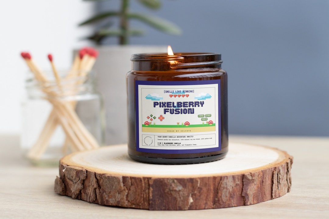 Pixelberry Fusion Candle - Video Game Candle - Blackberry Vanilla Scent ...