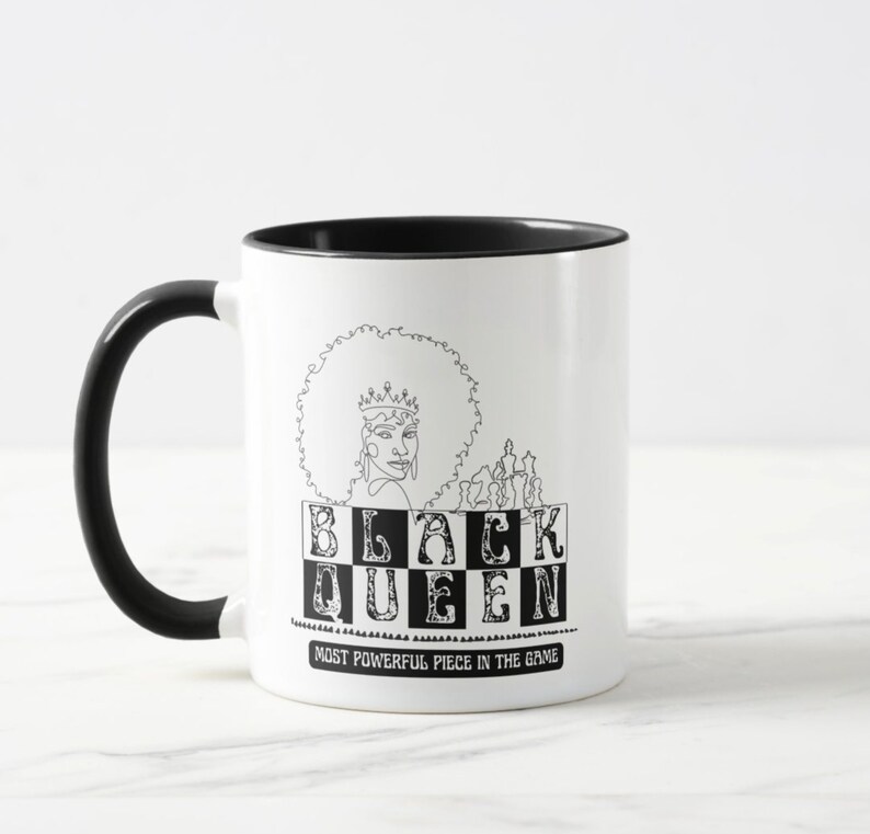 Black Queen Chess Mug - Powerful Piece, Two-tone Design - Empowering ...