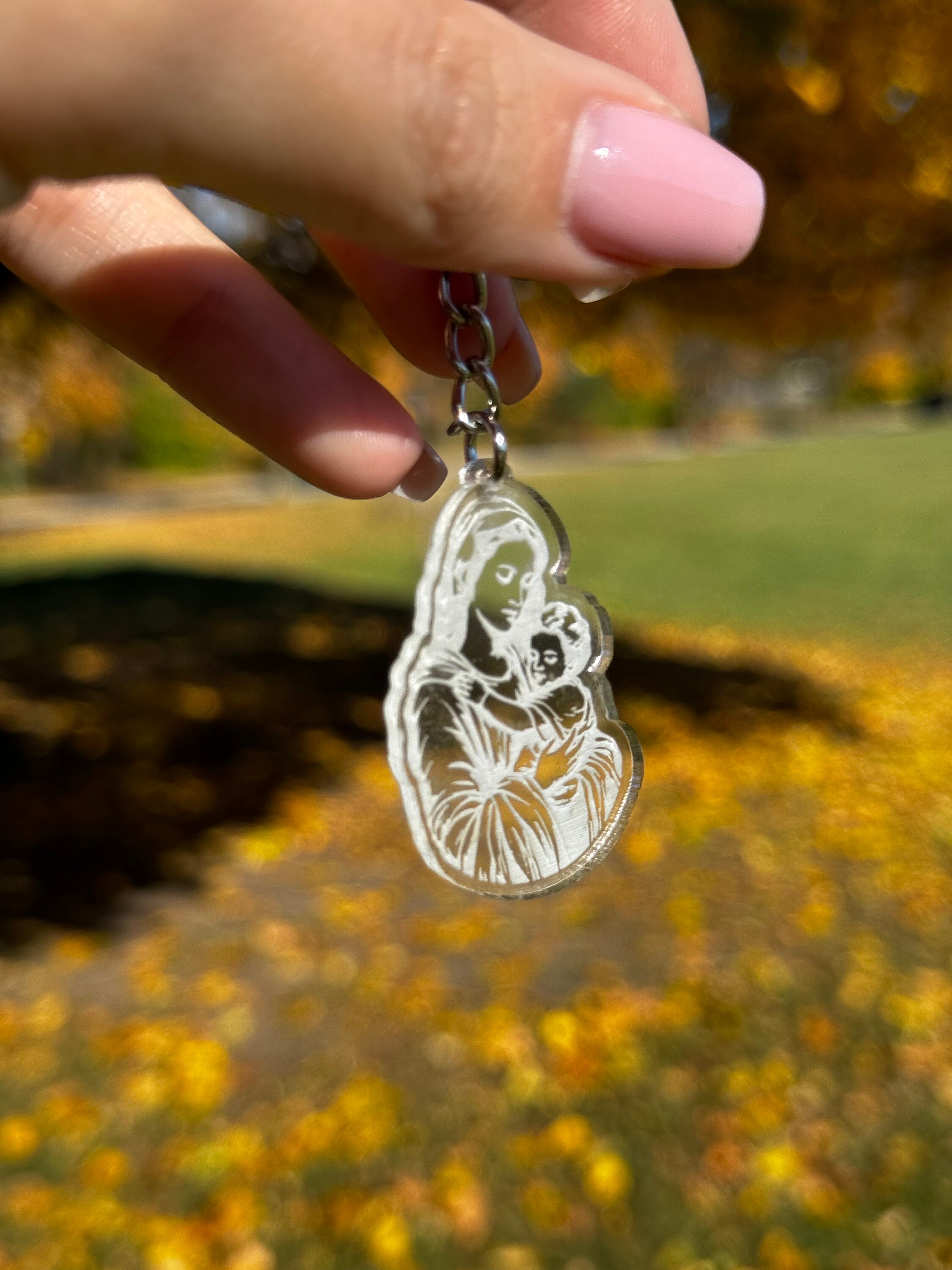 Mother Mary Madonna Baby Jesus Acrylic Keychain - Etsy