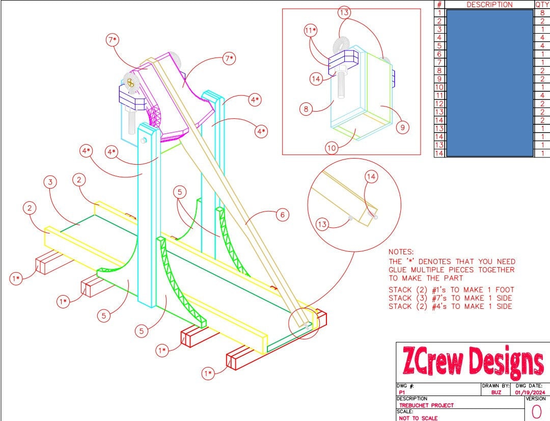 Tabletop Trebuchet catapult Digital File Dxf and Pdf - Etsy