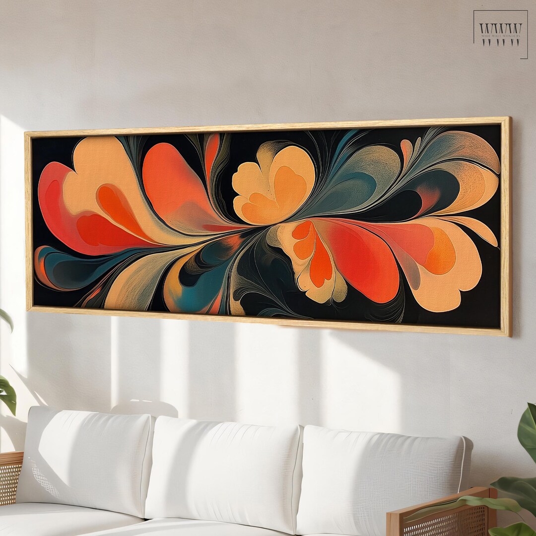 Panoramic Marbling Art: Modern Framed Canvas or Poster, 3x1 Ratio - Etsy