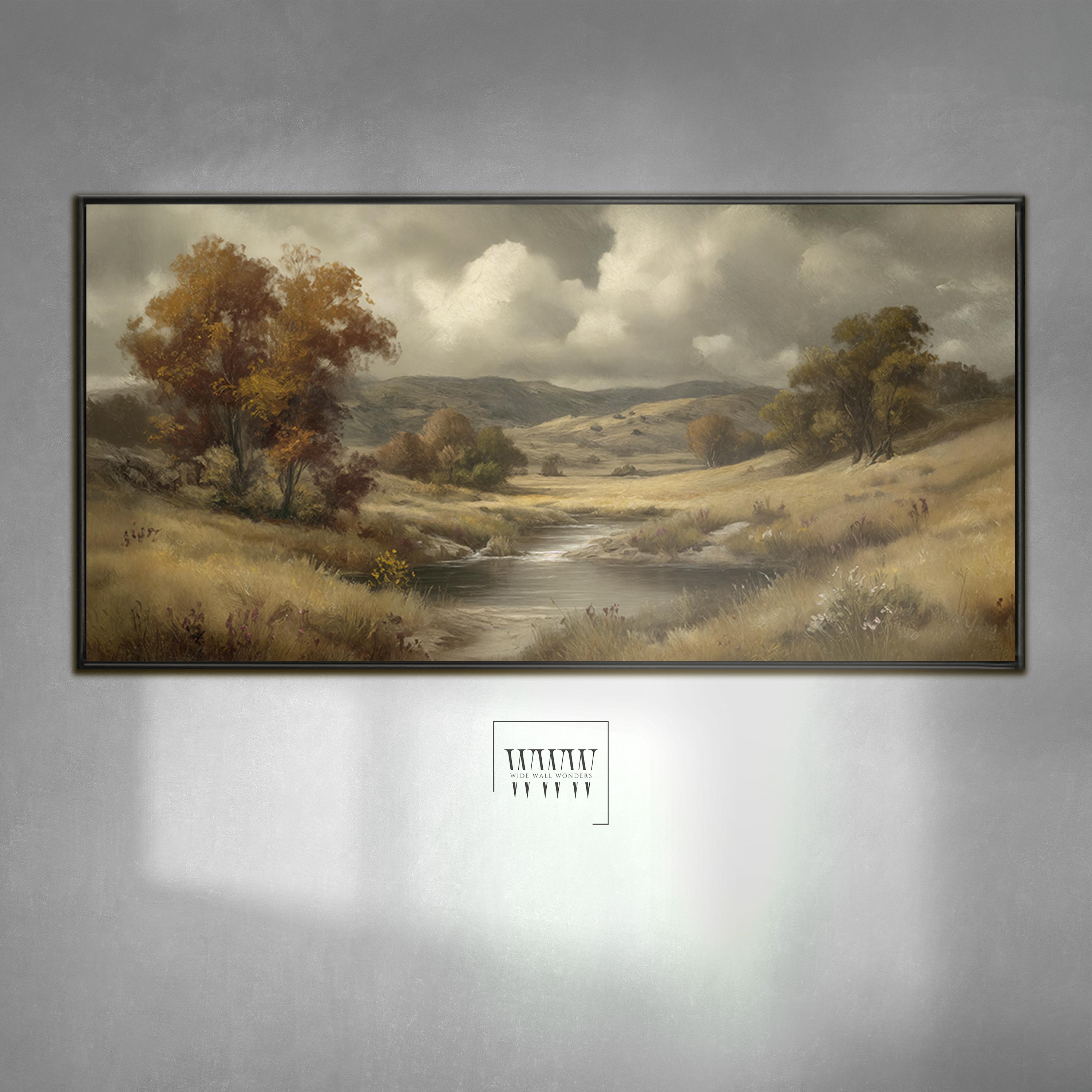 Vintage Landscape Wall Art Large Horizontal Framed Canvas Print, Autumn ...