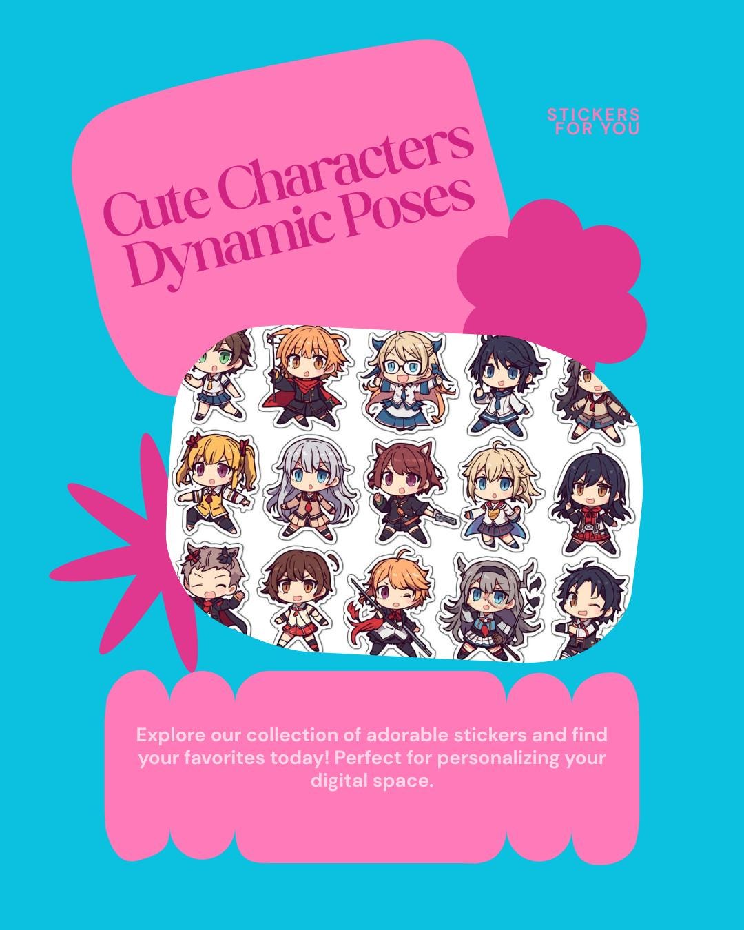 Digital Anime Sticker Sheet Bundle - Etsy