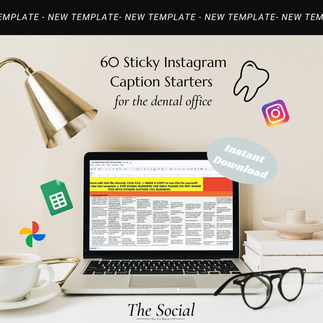 60 Instagram Captions Starters Templates Dental Social Media Dental ...