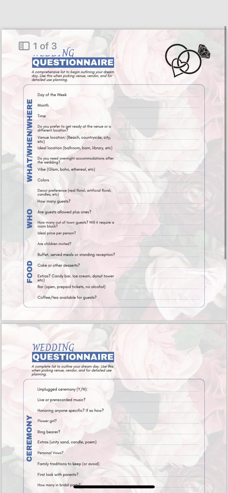 Ultimate Wedding Questionnaire - Etsy