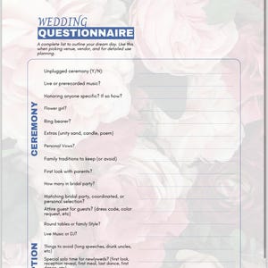 Ultimate Wedding Questionnaire - Etsy