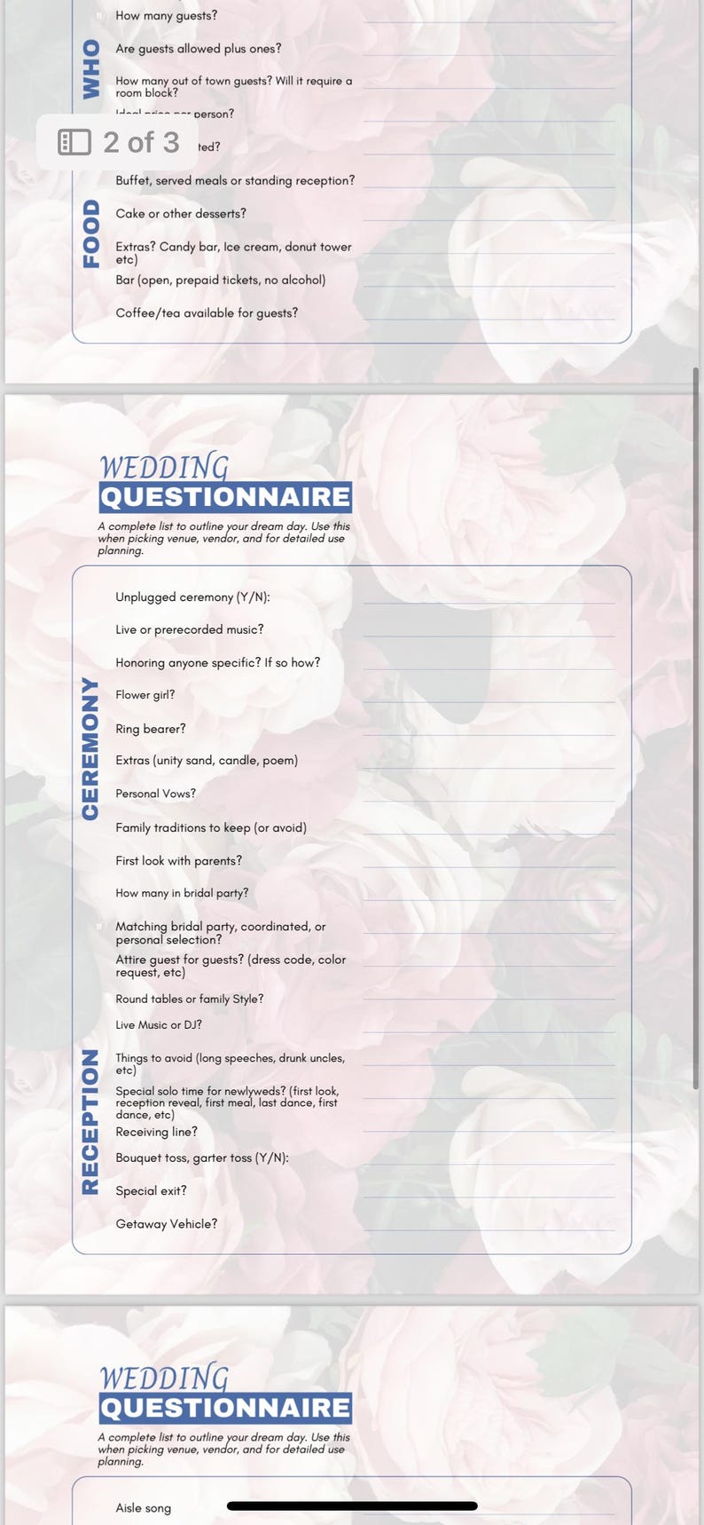 Ultimate Wedding Questionnaire - Etsy