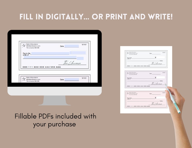 Printable Cheque Templates for Manifestation Abundance - Etsy